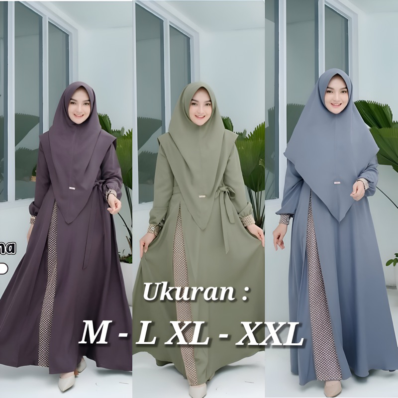 Jual AYYANA GAMIS SYARI UKURAN M L XL XXL SET KHIMAR DRESS BUSUI TERBARU BAJU MURAH POLOS IBU ...
