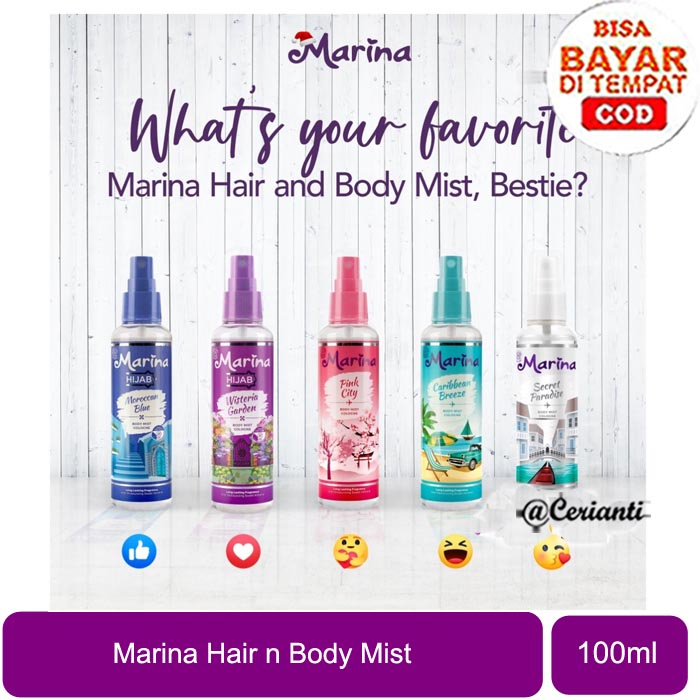 Jual Marina PARFUM Hair & Body Mist Cologne Morrocan Blue - Pink City ...