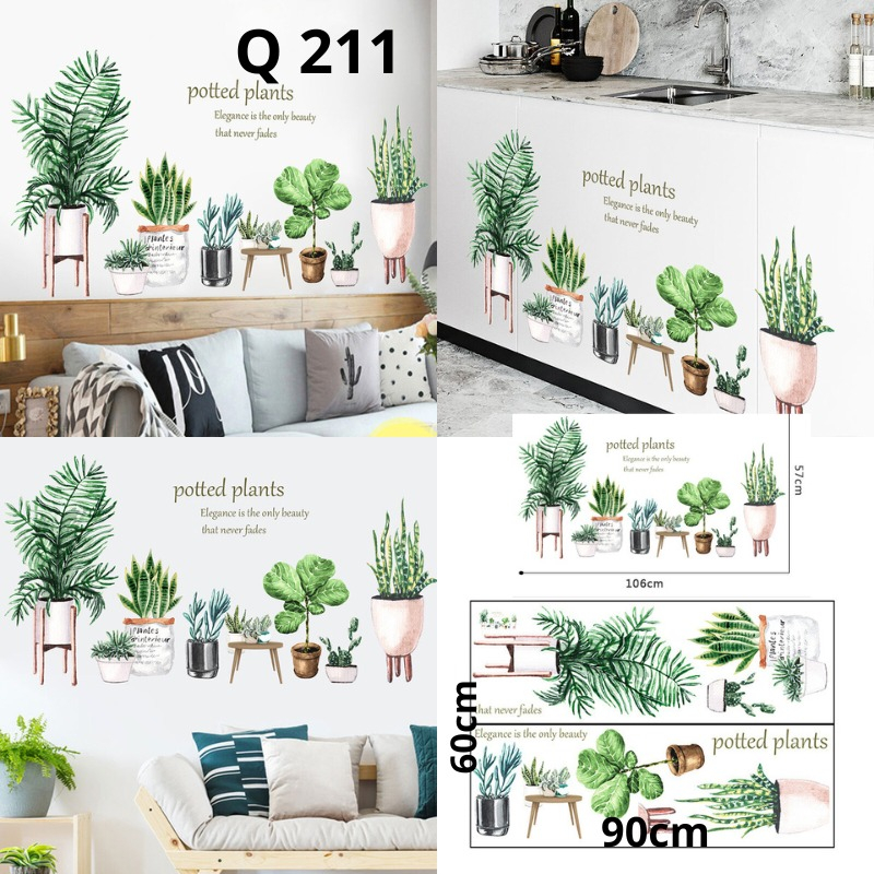 Jual WALLSTICKER WALL STICKER STIKER SETIKER DINDING Q 211 MOTIF GAMBAR POT POHON DAUN DEKORASI ...