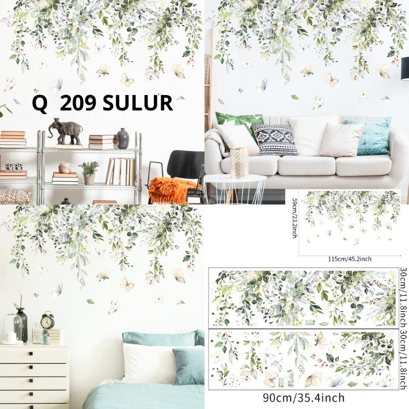 Jual WALLSTICKER WALL STICKER STIKER HIASAN DINDING MOTIF Q 209 GAMBAR SALUR DAUN POHON BUNGA ...