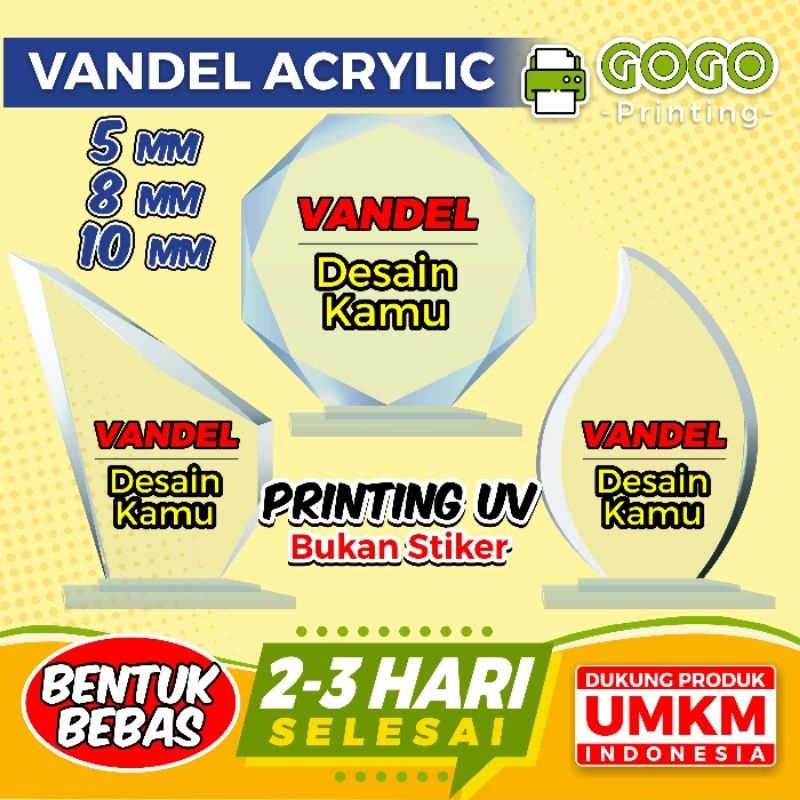 Jual plakat akrilik vandel | piala | trophy | kenang kenangan akrilik ...