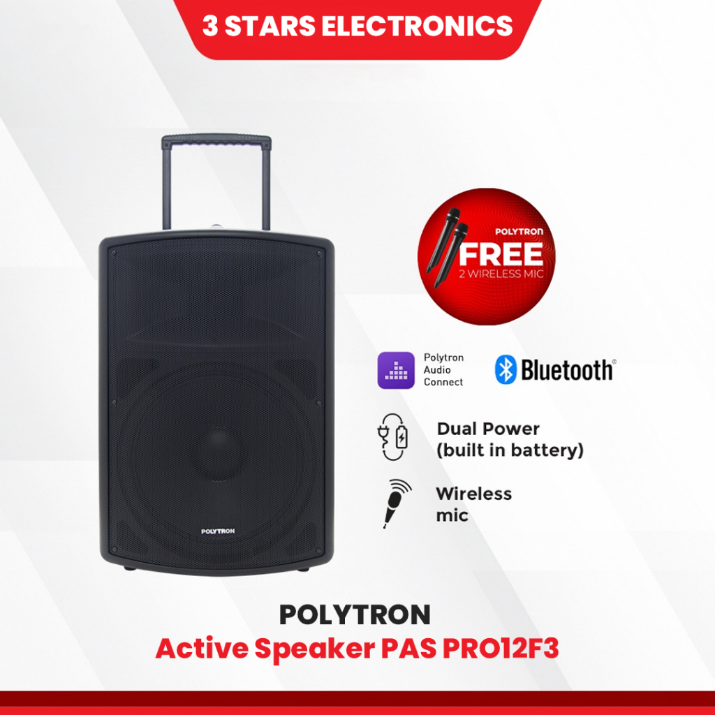 Jual SPEAKER PORTABLE POLYTRON PAS PRO 12F3 BLUETOOTH WIRELESS MIC PAS ...