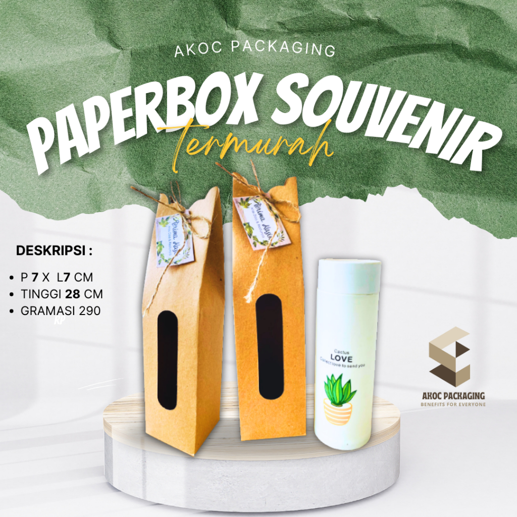 Jual paperbox souvenir pernikahan botol, tumbler, kaktus, payung, handuk, termos 7x7x28 | Shopee ...