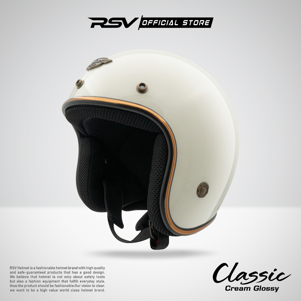 Jual RSV HELM CLASSIC CREAM GLOSSY | Shopee Indonesia