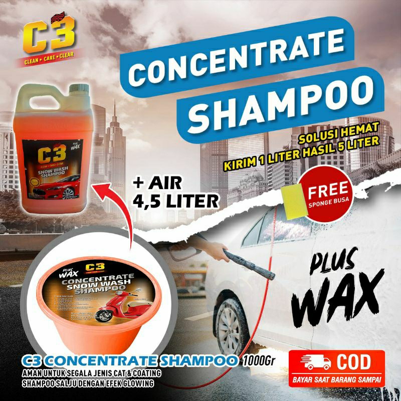 Jual C3 CONCENTRAT SHAMPOO PLUS WAX / biang bibit konsentrat sampo cuci ...