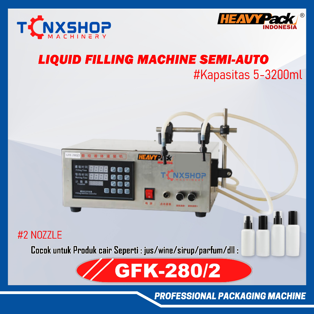 Jual Mesin Pengisi Cairan Otomatis Filling Liquid 2 Nozle GFK-280 Heavypack | Shopee Indonesia
