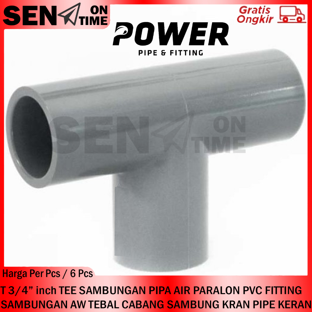 Jual T 3/4 TEE SAMBUNGAN PIPA AIR PARALON UKURAN 3/4" IN INCI INCH INCHI PVC FITTING SAMBUNGAN ...