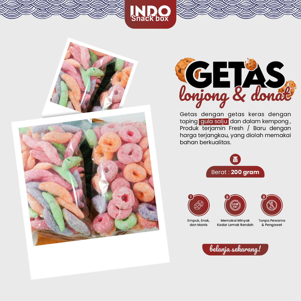 Jual Getas Manis Donat & Lonjong Warna Warni Kemasan 200 Gr | Shopee ...