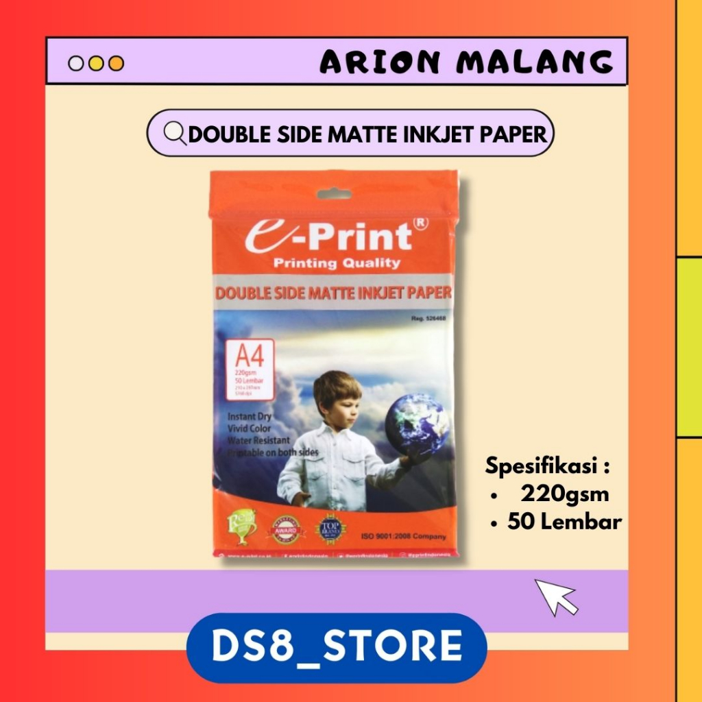 Jual Kertas Foto INKJET PAPER Double Side Matte A4 - 220 gsm 50s E ...