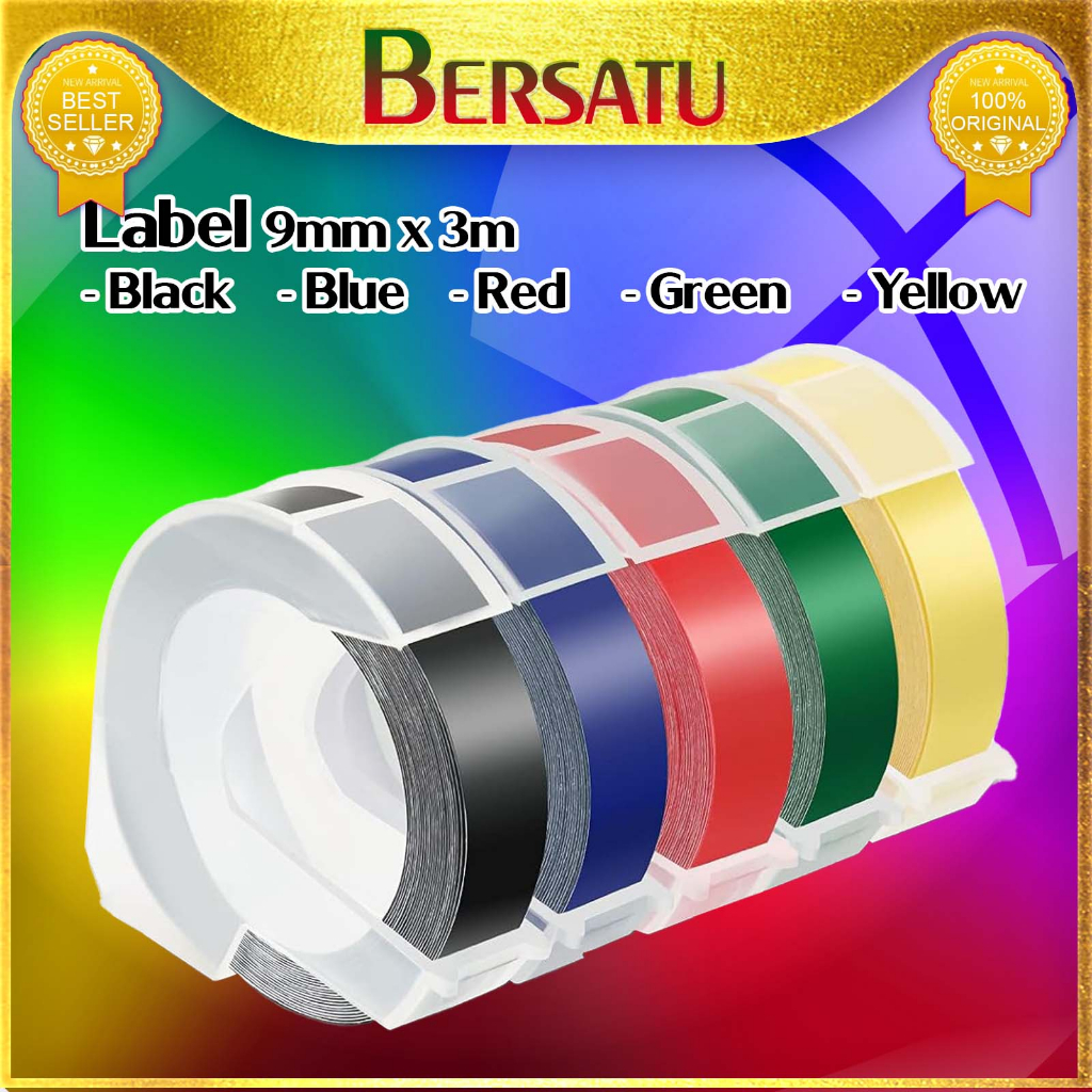Jual Label tape emboss Printer Dymo Motex Cidy Tape Label Embossing 9mm ...