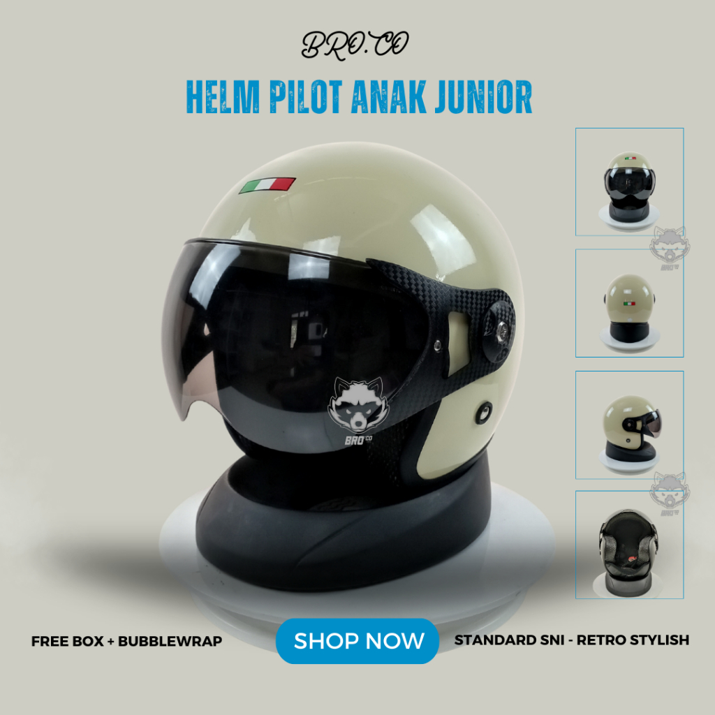 Jual HELM PILOT RETRO ITALY ANAK ANAK JUNIOR HALF FACE KREM CREAM ...