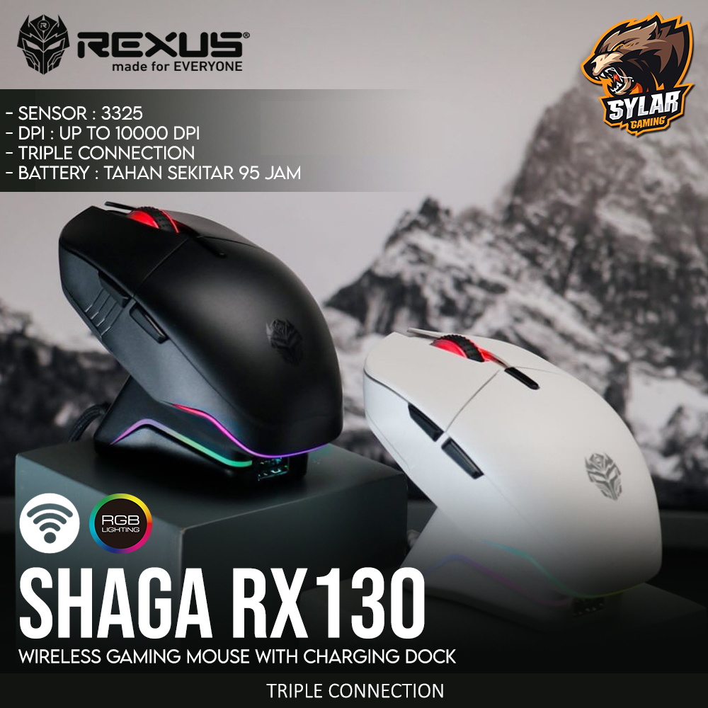 Jual Rexus Shaga RX130 Wireless Gaming Mouse with Charging Dock ...