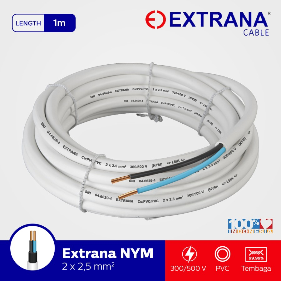Jual KABEL LISTRIK POTONGAN EXTRANA NYM 2x2.5 KAWAT - HARGA PER METER ...