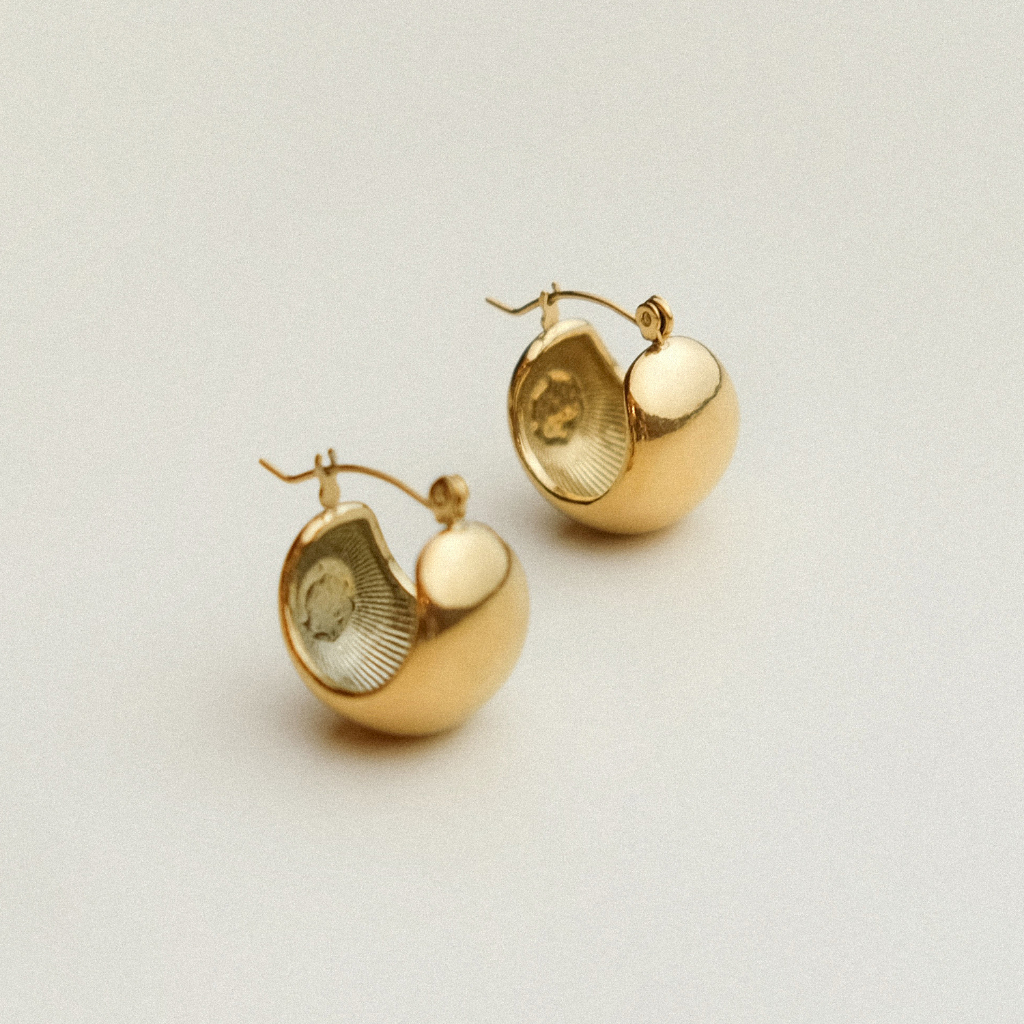 Jual Wide Basic Chunky Hoop Earrings — 18K Gold Plated Stainless Steel ...