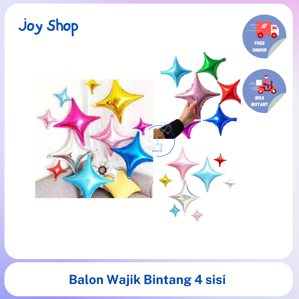 Jual Balon Foil Bintang 4 sisi Foil Wajik segi empat 10 inch / 20 cm ...
