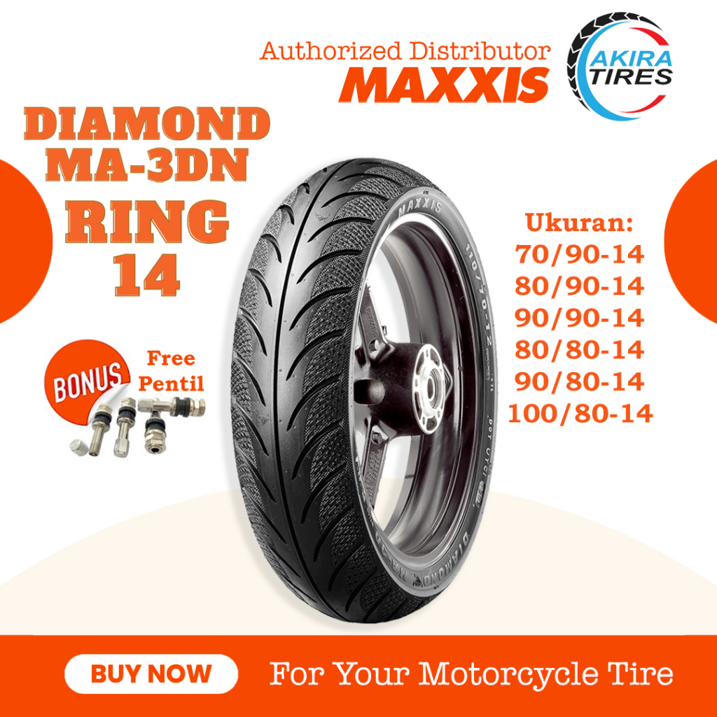 Jual [READY COD] BAN MOTOR TUBELESS MAXXIS DIAMOND MA-3DN TUBELESS RING 14 FREE PENTIL (70/90-14 ...