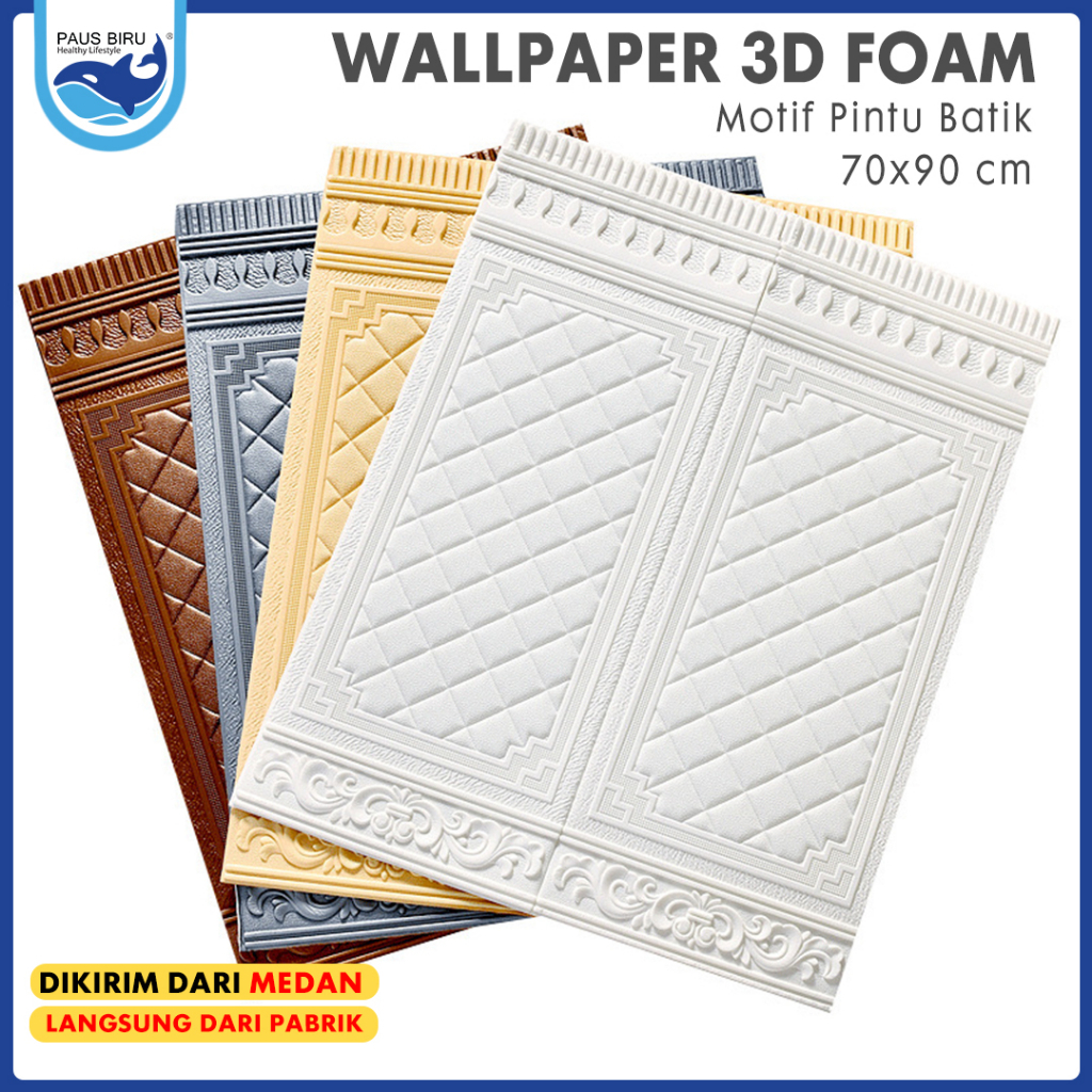 Jual Paus Biru - Wallpaper Dinding 3D Foam Motif PINTU BATIK 70x90CM ...