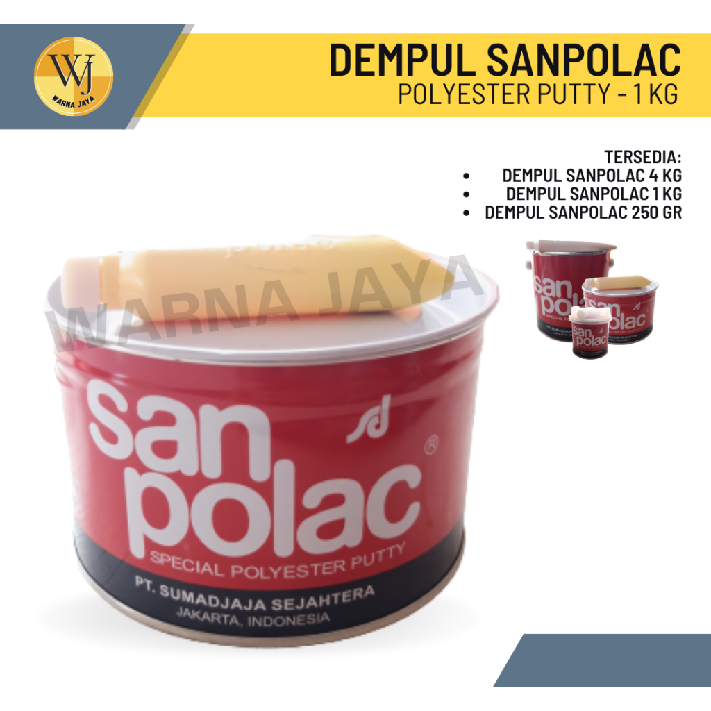 Jual Dempul Sanpolac 1 kg / Dempul Polyester Putty Kayu Besi Cat Mobil ...