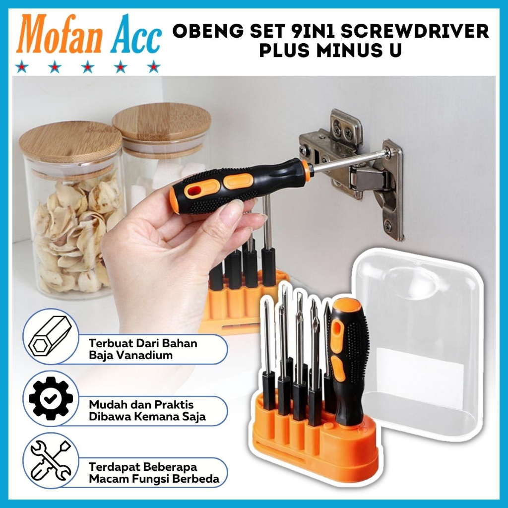 Jual Obeng Set 9in1 Minus Plus U / Tool Kit Alat Pembuka Skrup Baut Jam ...