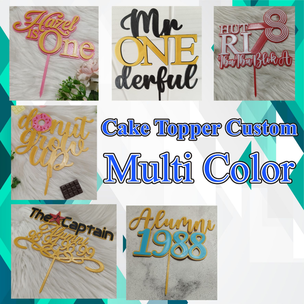 Jual Cake Topper Custom Nama Multi Color 3D Print | Shopee Indonesia