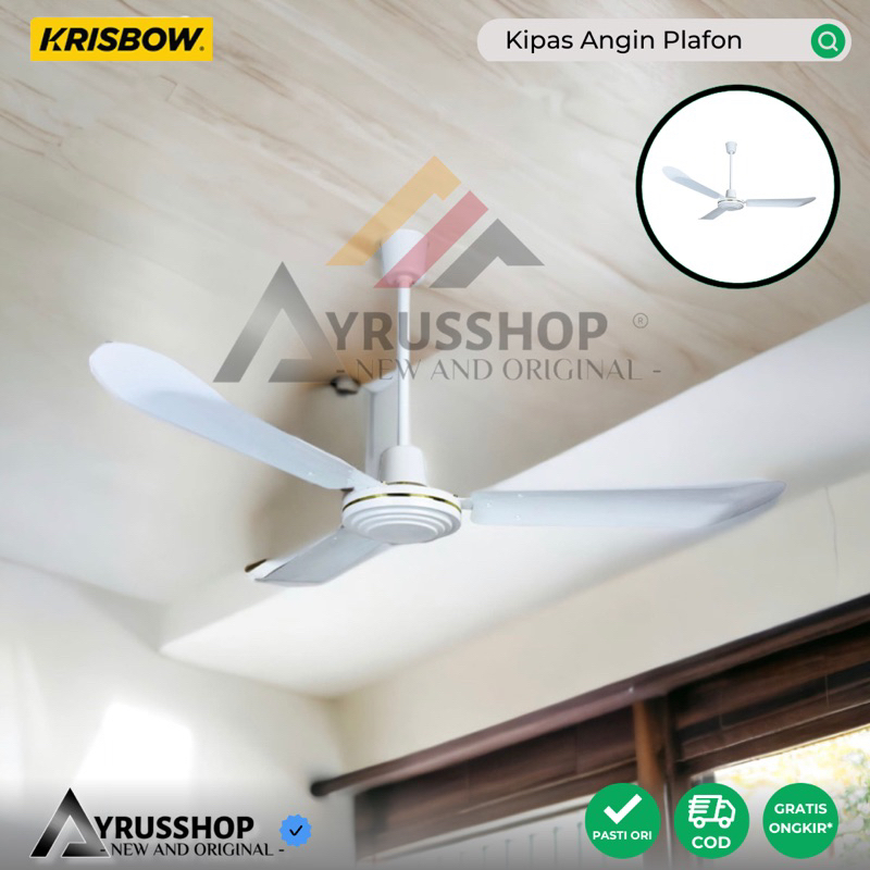 Jual Kipas Angin Plafon Ceiling Fan Metal Krisbow 122cm 55W Tidak ...