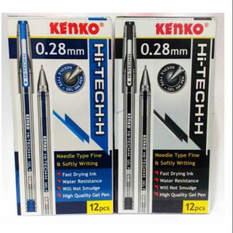 Jual 12pcs Pulpen Gel Kenko Hi-Tech 0.28mm [BIRU] | Shopee Indonesia