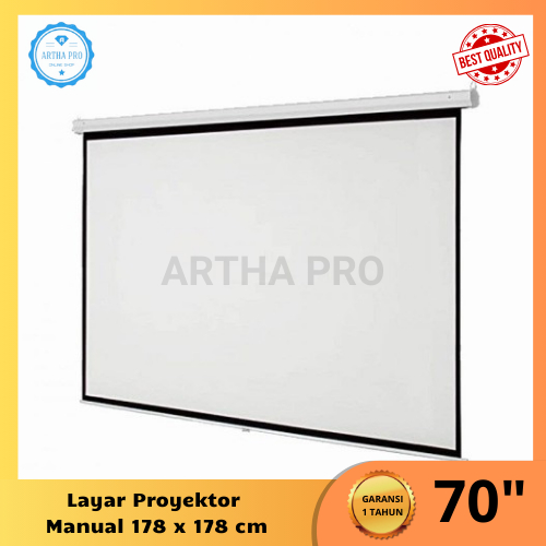 Jual Layar proyektor manual 70" wall 178 x 178 cm | Shopee Indonesia