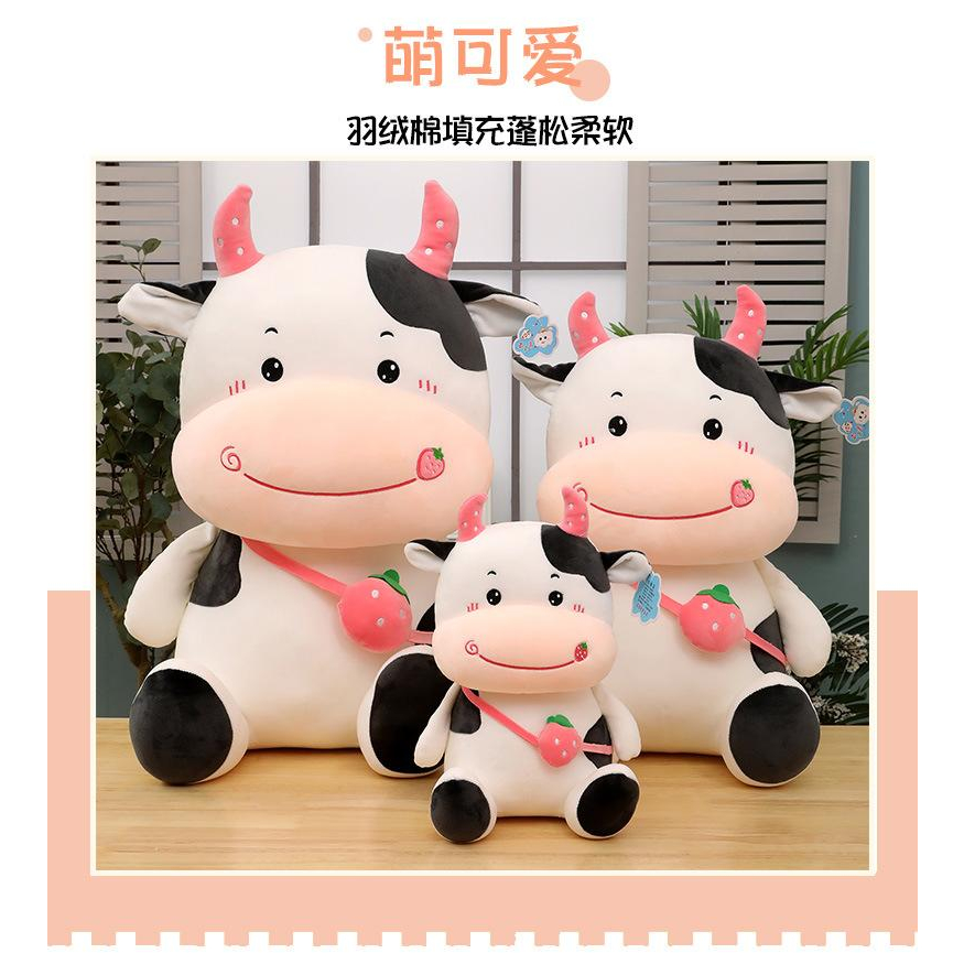 Jual Boneka sapi strawberry bahan plush lembut | Happy Kids Olshop ...
