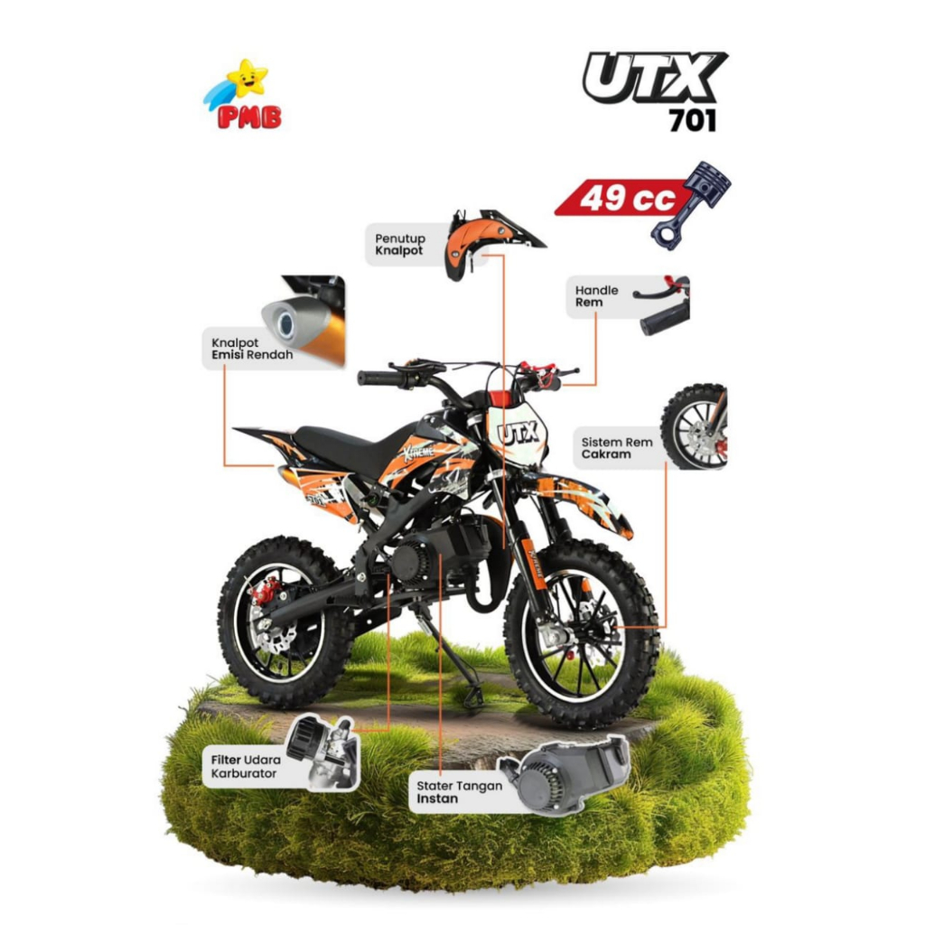 Jual Motor Mini Trail Bensin PMB UTX 701 Matic Off Road 49 cc | Shopee ...