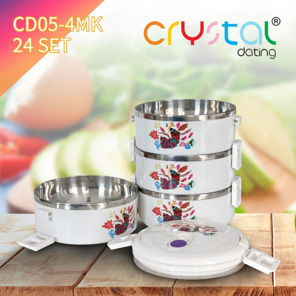 Jual Rantang Makan 4 Susun Stainless Motif Merak|Lunch Box Set CD05-4MK ...