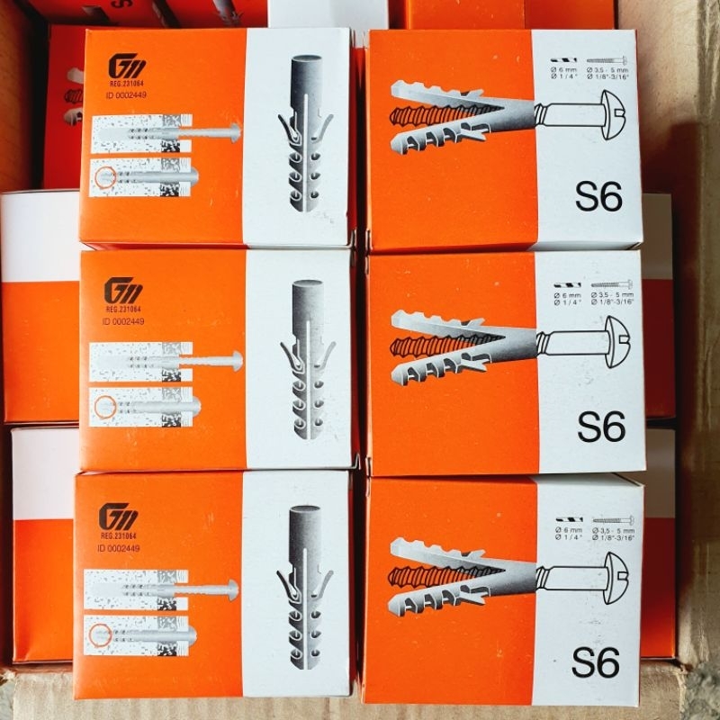 Jual Penahan Penguat Jangkar Sekrup Skrup Baut Dinding Tembok S6 GM Polystar | Shopee Indonesia
