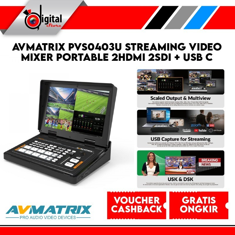 Jual AVMATRIX PVS0403U Streaming Video Mixer Portable 2HDMI 2SDI + USB ...