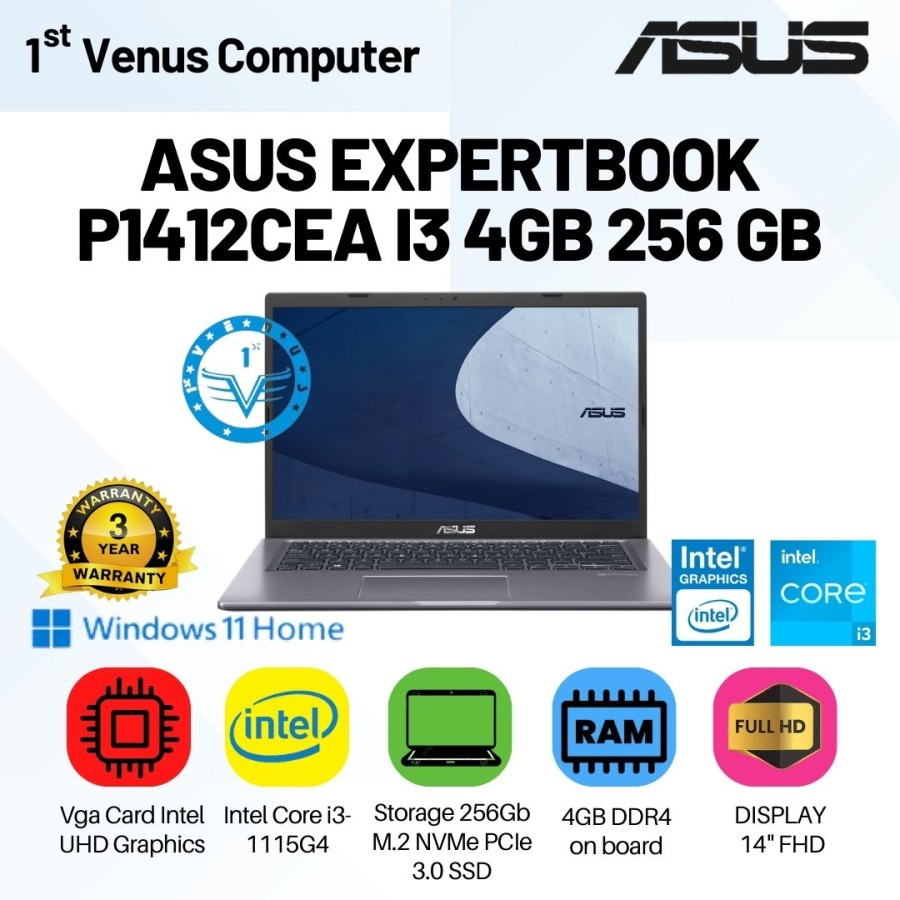 Jual (TKDN) Laptop Asus Expertbook P1412CEA I3 4Gb 256Gb 14" FHD ...