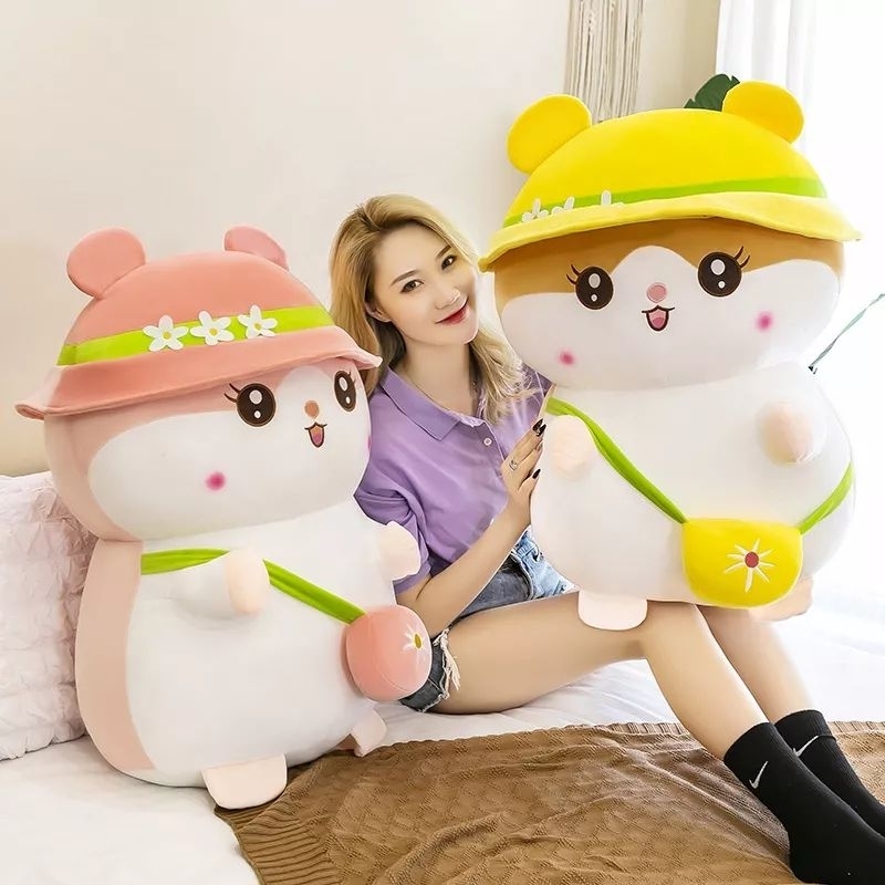 Jual Boneka Hamster JUMBO 50cm Imut Hewan Lucu With Topi dan Tas Boneka ...