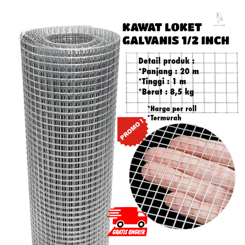 Jual KAWAT LOKET GALVANIZED "1/2 INCH/ KAWAT RAM PUTIH/ KANDANG AYAM ...