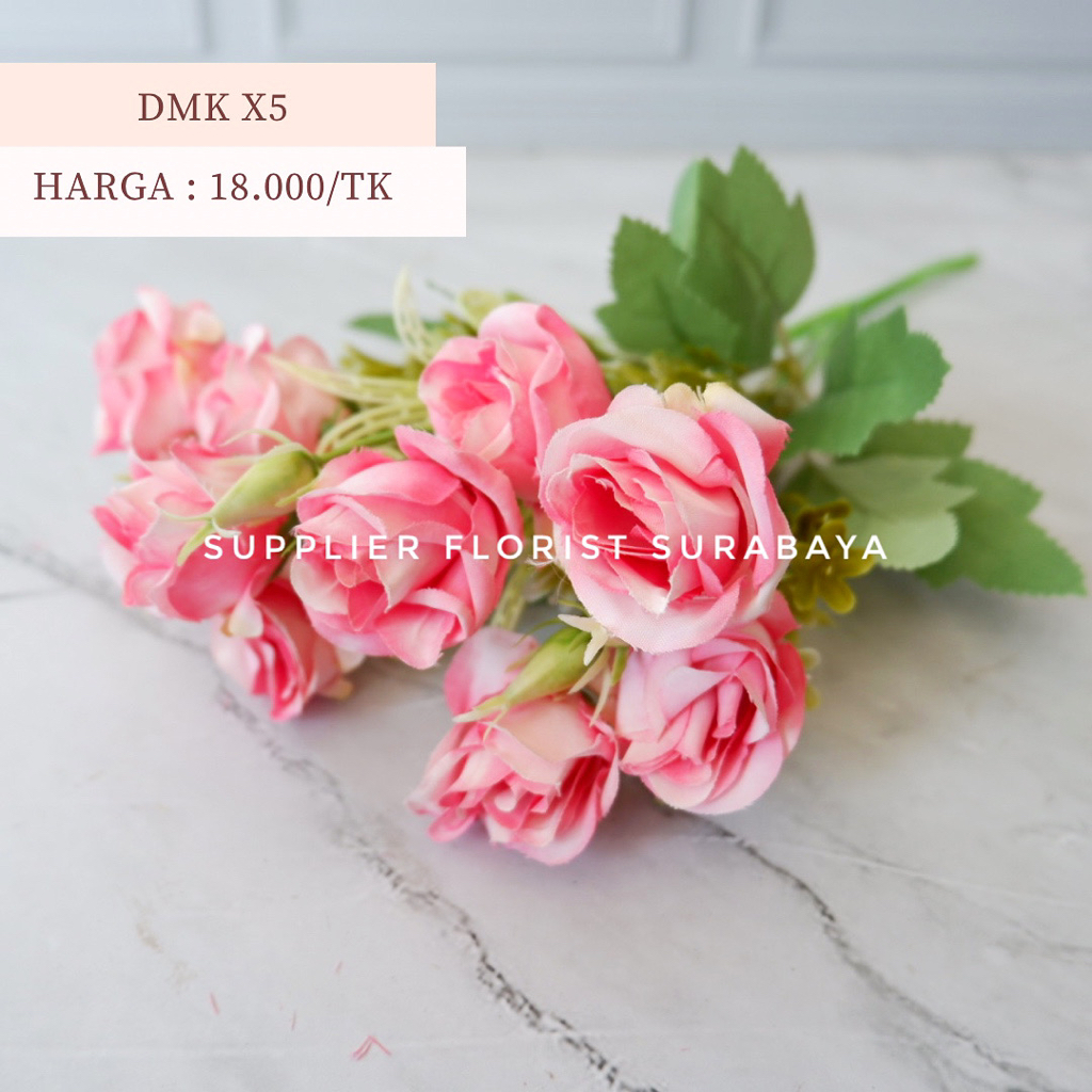 Jual [DMK X5] 10 KEPALA BUNGA MAWAR KECIL 1 TANGKAI BERCABANG 5, 1 ...
