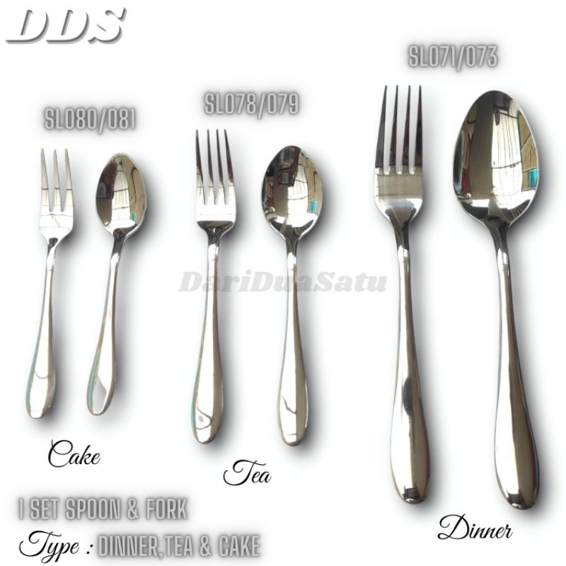 Jual 1 Set Sendok Garpu Hotel Stainless Tebal Premium Dinner Cake Tea ...