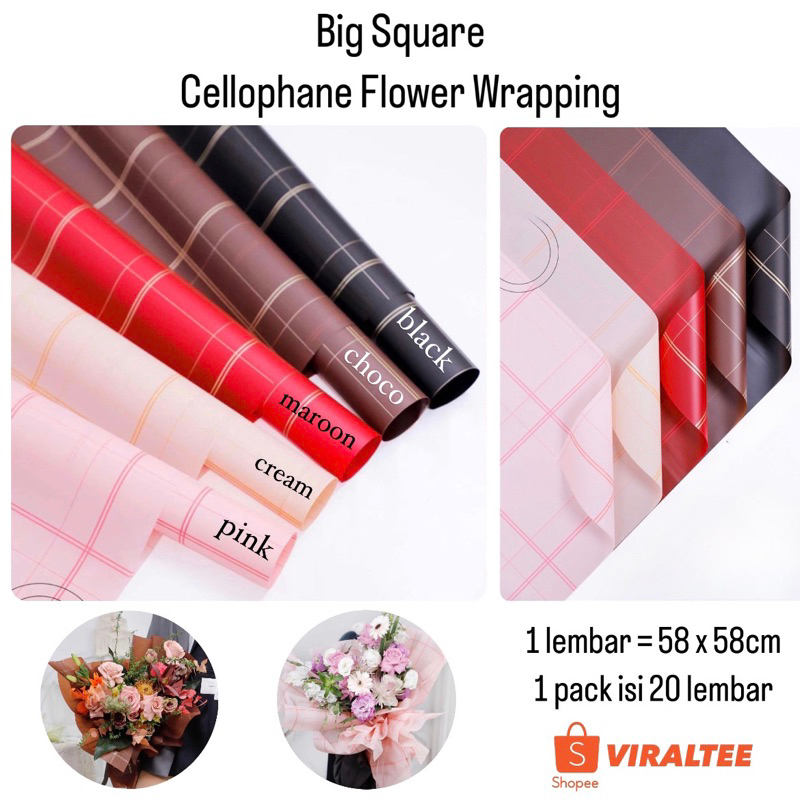 Jual Kertas Cellophane Bucket Bunga [Big Square] Flower Wrapping Paper ...