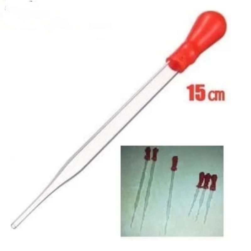 Jual Pipet kaca tetes Laboratorium/pipet tetes panjang kepala merah 15 ...