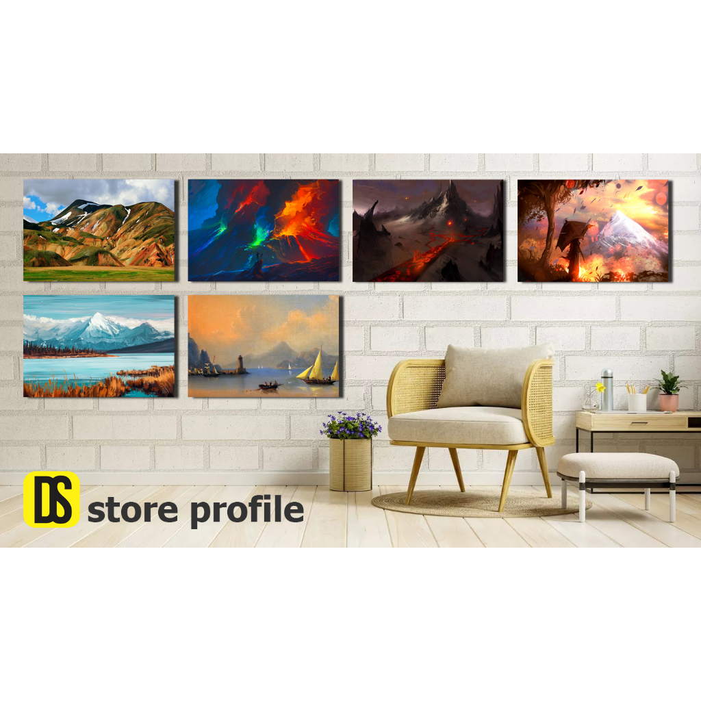 Jual HIASAN DINDING TEMA GUNUNG INDAH CARTOON /PAJANGAN/POSTER GANTUNG ...