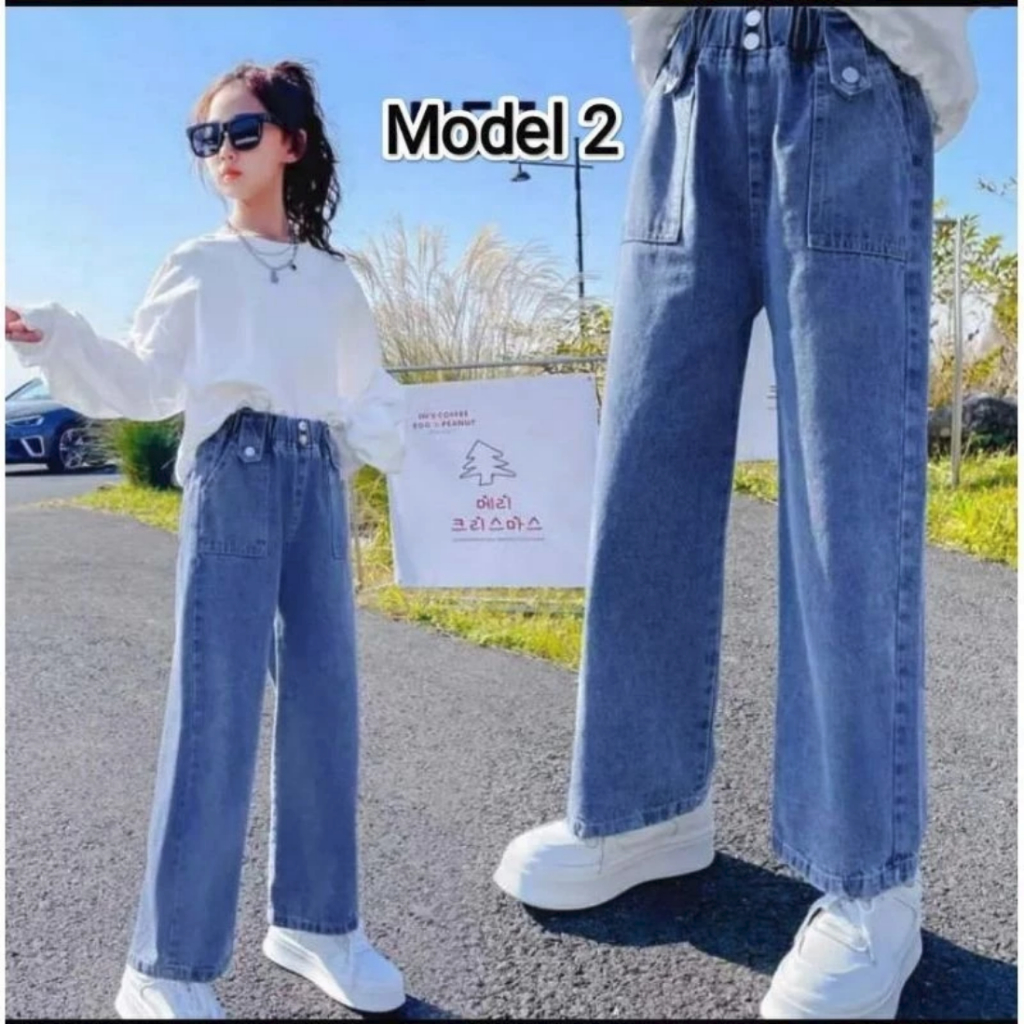 Jual Celana Kulot Jeans Anak Perempuan/Celana Kulot Jeans Anak Simple Elegan Usia Tanggung 8_13 ...