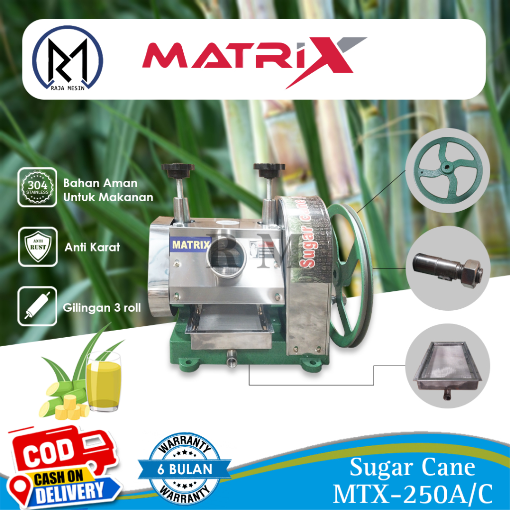 Jual Mesin Pemeras Tebu / Sugar Cane Juice Extractor Matrix MTX-250A + Packing Kayu | Shopee ...