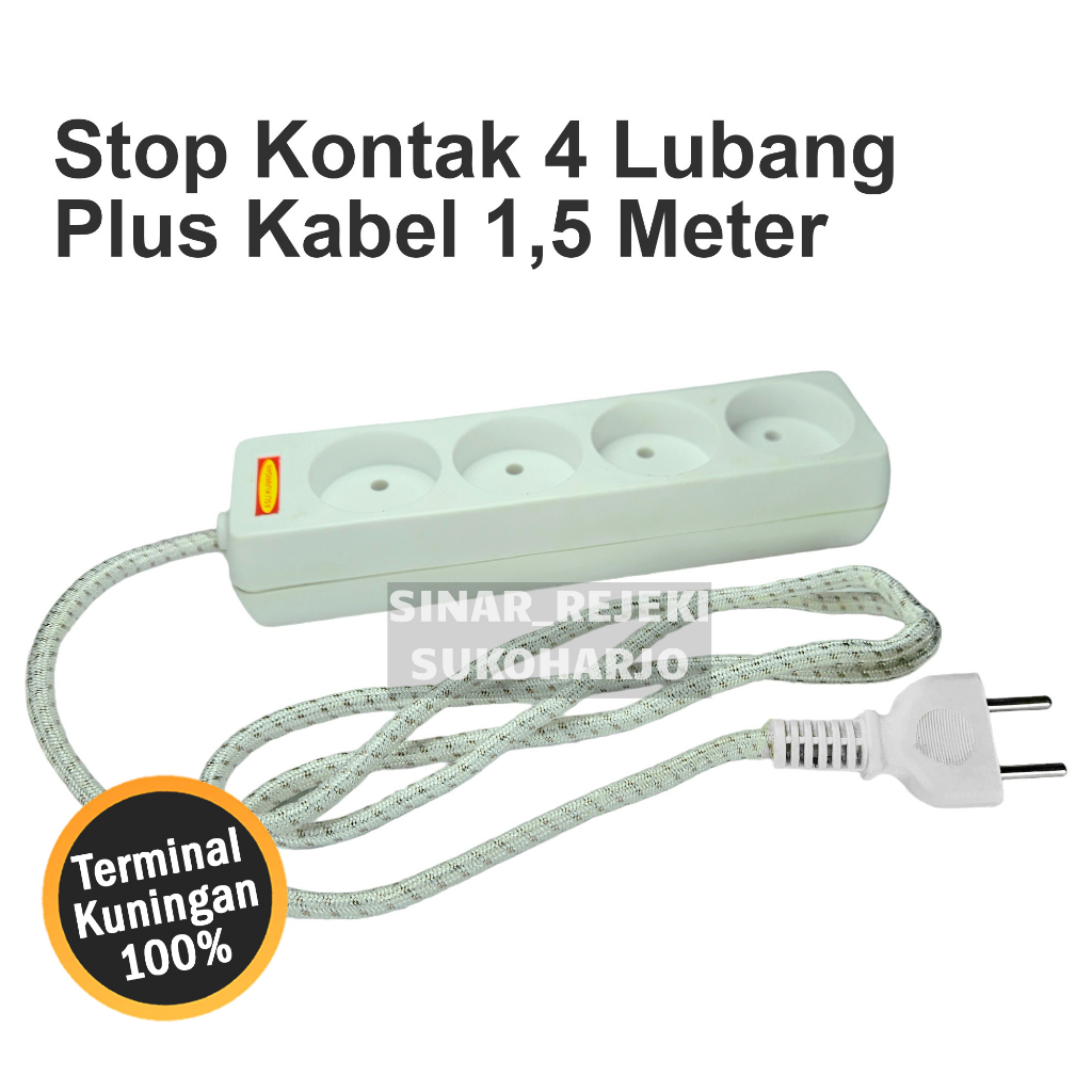 Jual Stop kontak Plus Kabel 1.5 Meter Stop Kontak 4 Lubang 1.5 Meter ...