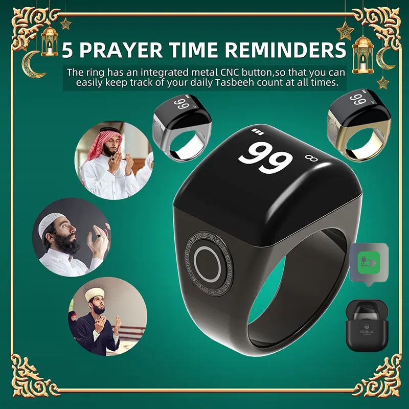 Jual Equantu Aluminum Alloy cincin Digital Tasbih Smart Zikr Ring with ...