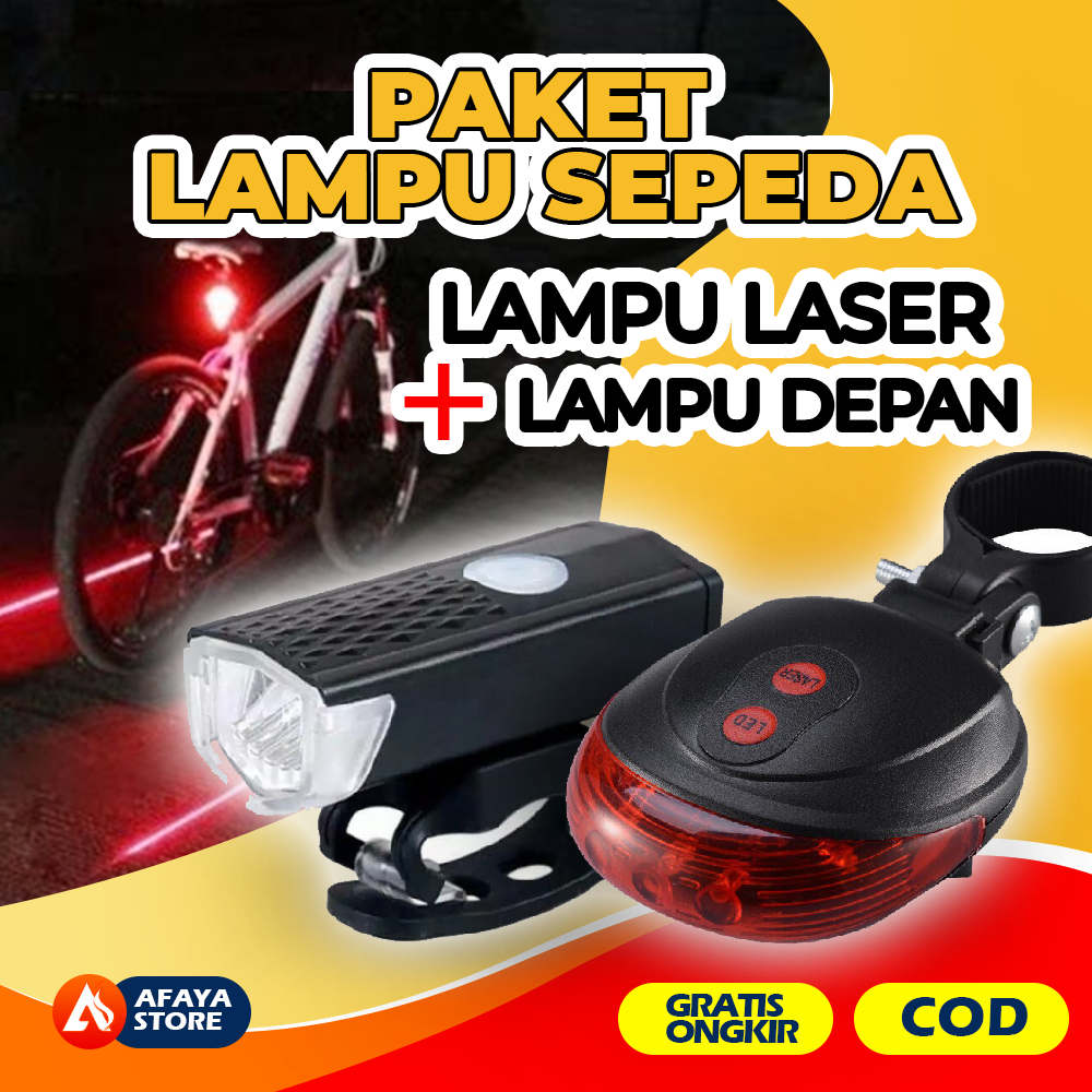 Jual PAKET LAMPU SEPEDA LAMPU DEPAN LAMPU LASER LAMPU DEAPAN BELAKANG ...