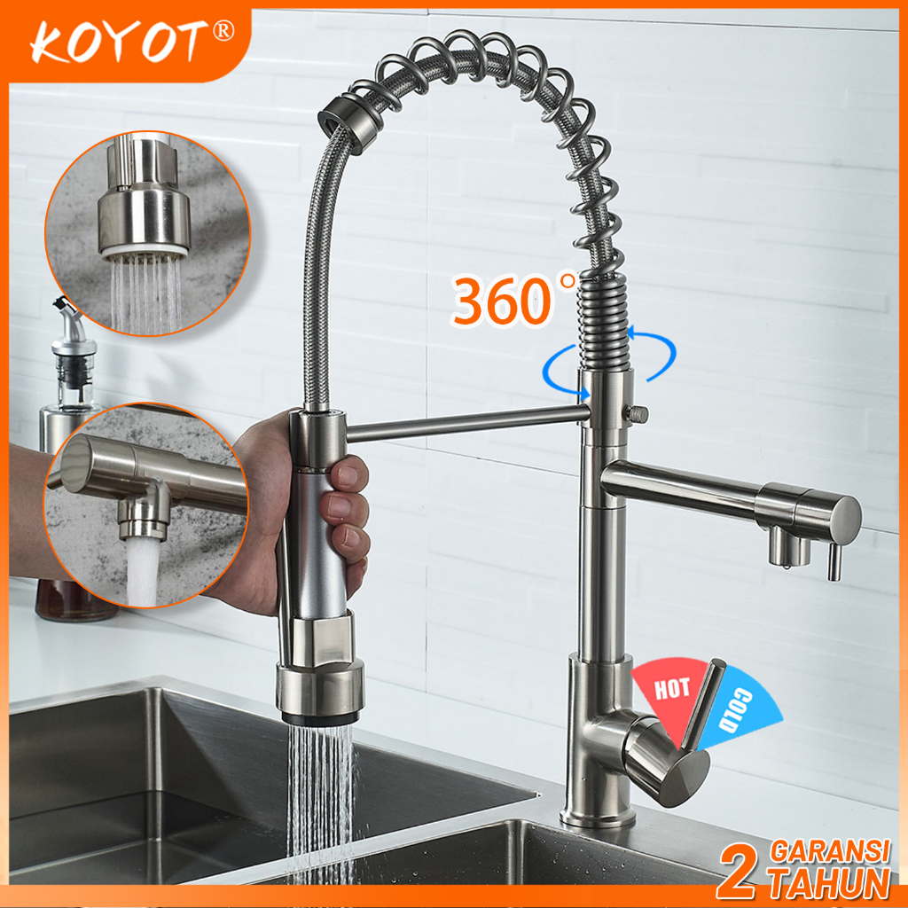 Jual KOYOT Kran Cuci Piring Fleksibel Perak Matte Panas dan Dingin SUS ...