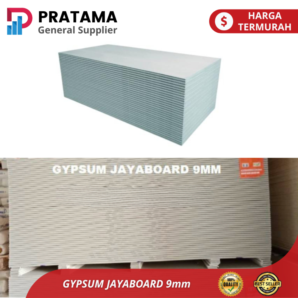 Jual papan / Gypsum Jayaboard / 9 mm 1.20 x 2.40 Meter / Plafon Gypsum ...
