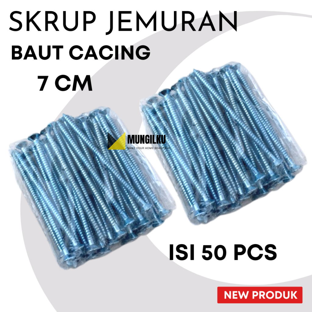 Jual 50 PCS SKRUP / SEKRUP BAUT CACING 7cm | Shopee Indonesia