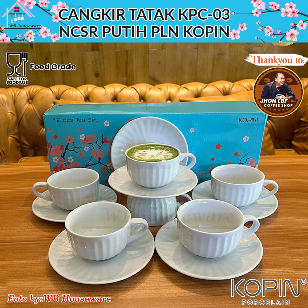 Jual cangkir set 6 pasang putih keramik / coffee tea set cup and saucer motif labu KOPIN KPC-03 ...