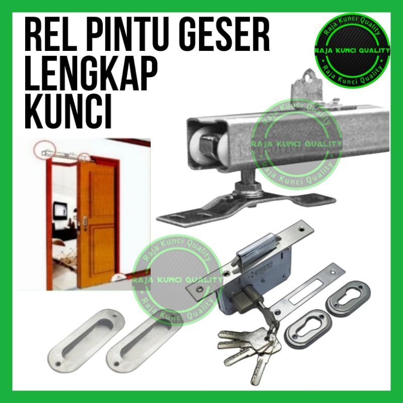 Jual REL PINTU SLEDING/SLIDING/GESER LENGKAP KUNCI DAN HANDLE 1,8M ...